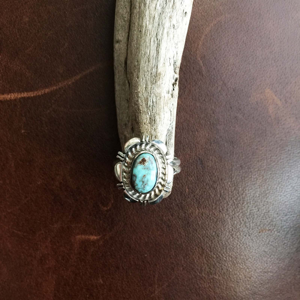 Beautiful Mini Sterling Silver Single Stone Dry Creek Turquoise Ring S ...
