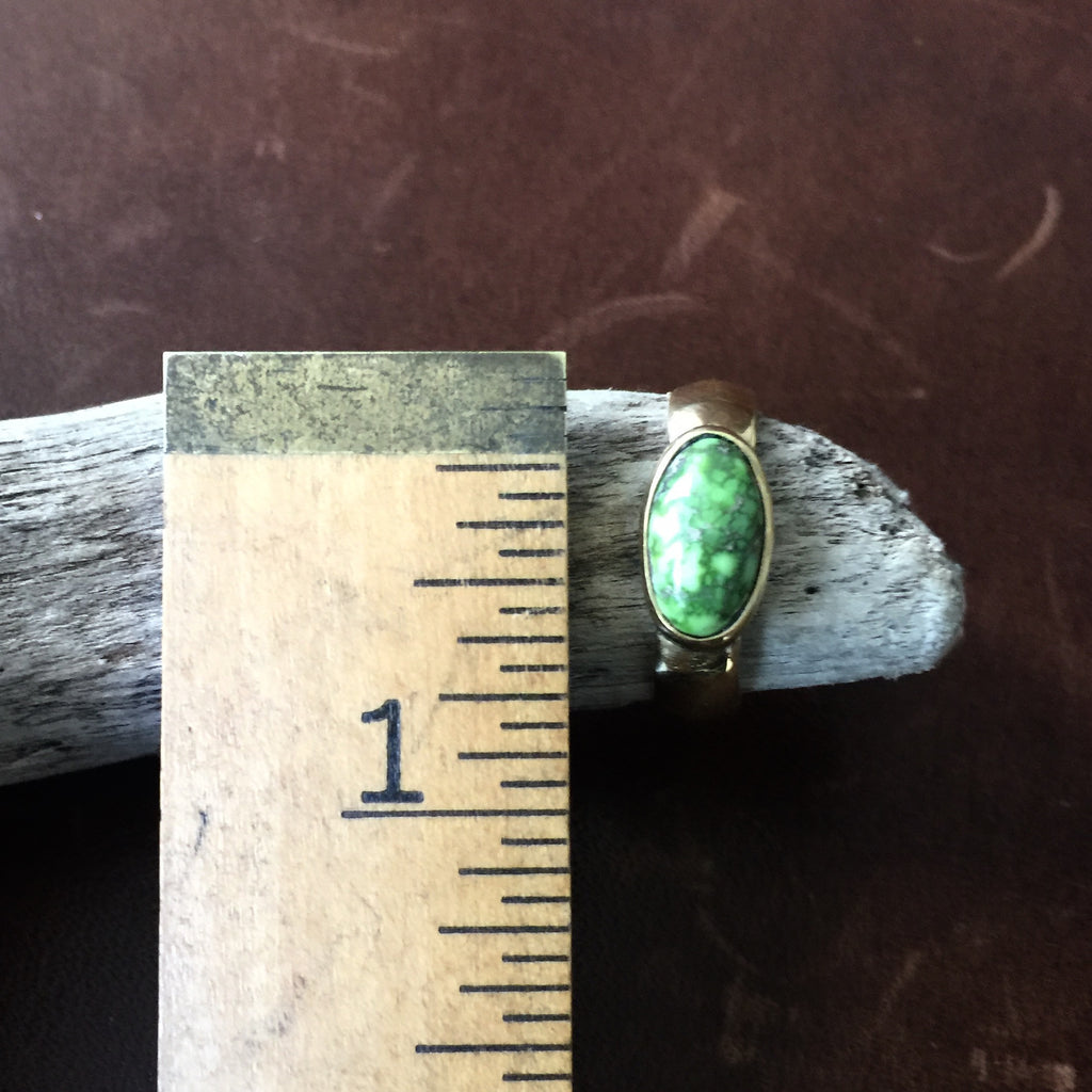 Gem Grade Lime Green Carico Lake Turquoise Ring in 18K Gold Mona Van R ...