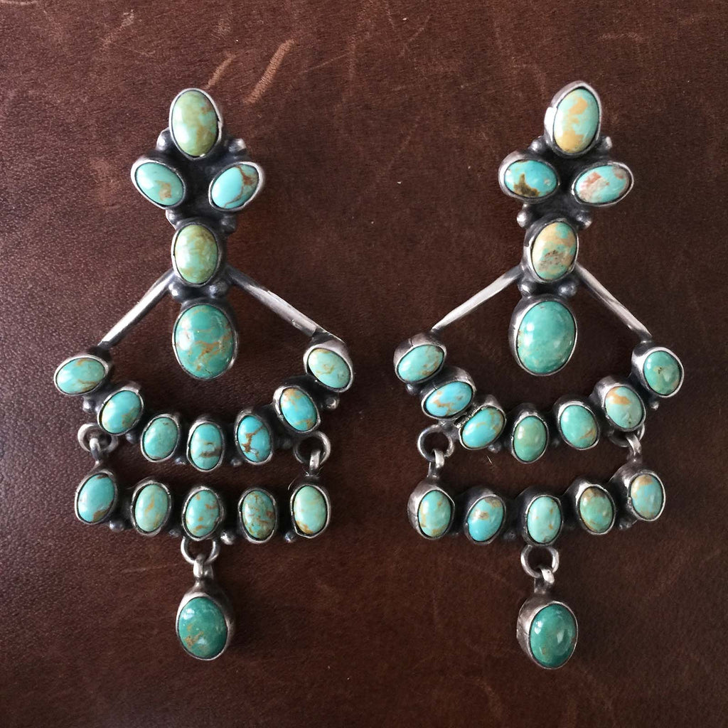Beautiful Handmade Carico Lake Turquoise Mini Cluster Chandelier Earri ...