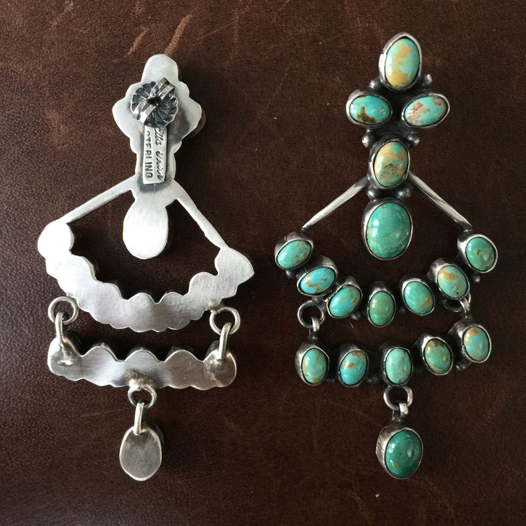 Beautiful Handmade Carico Lake Turquoise Mini Cluster Chandelier Earri ...